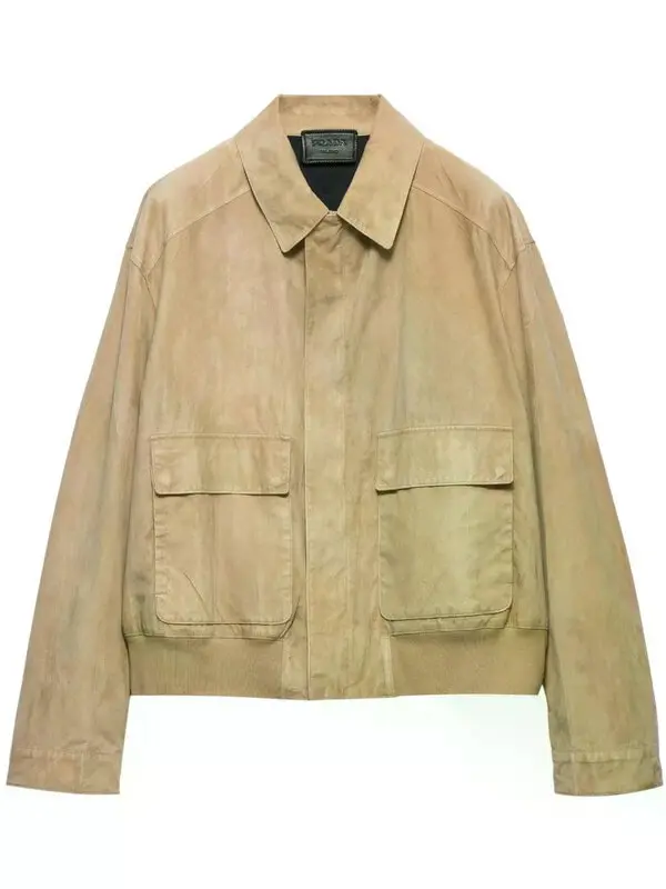 Prada Suede Bomber Jacket - Neutrals