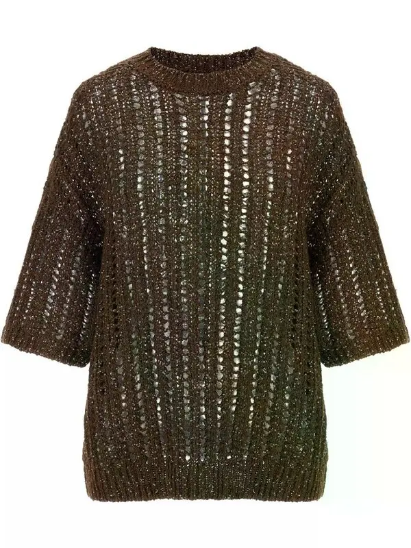 Brunello Cucinelli Rustic Net Jersey Top