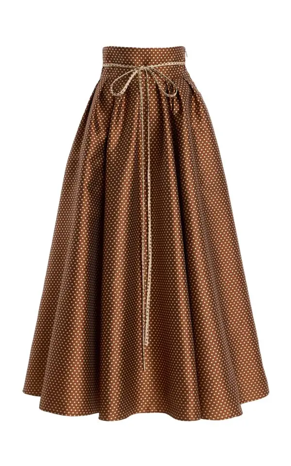 Rosie Assoulin Tie-belted Satin Midi Skirt - Brown
