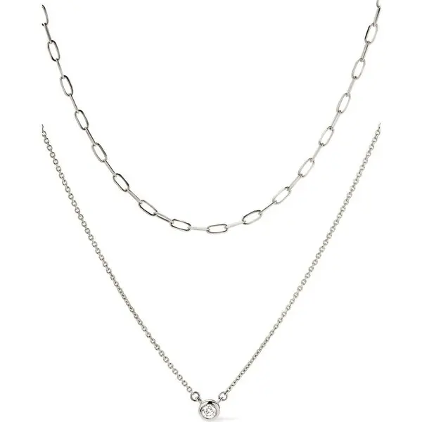 ANA LUISA Chain Layered Necklace With Diamond Pendant