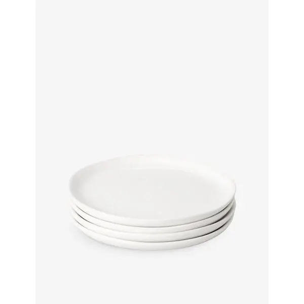 FABLE Stackable Ceramic Stoneware Dessert Plates Set Of Four - Cloud White