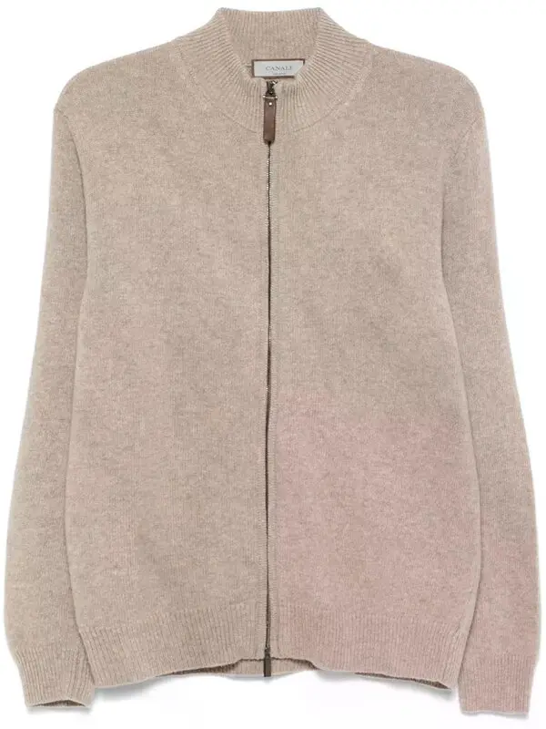 Canali Zip-up Cardigan - Brown