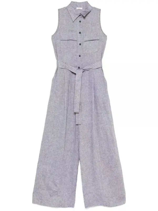 Peserico Belted Linen Jumpsuit