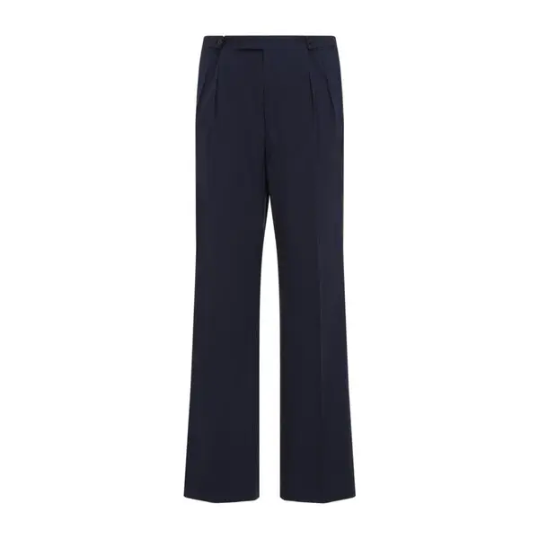 Prada Houndstooth Wool Straight Leg Pants - Blue