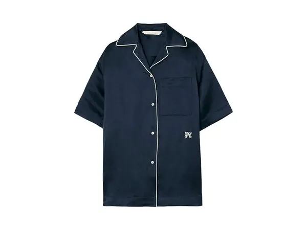 Palm Angels Monogram Satin Bowling Shirt - Black