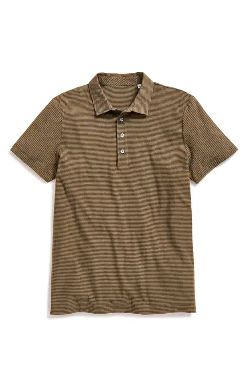Billy Reid Pensacolo Stripe Polo - Olive/ Black