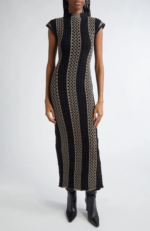 DIOTIMA Neale Stripe Open Knit Sweater Dress - Slate