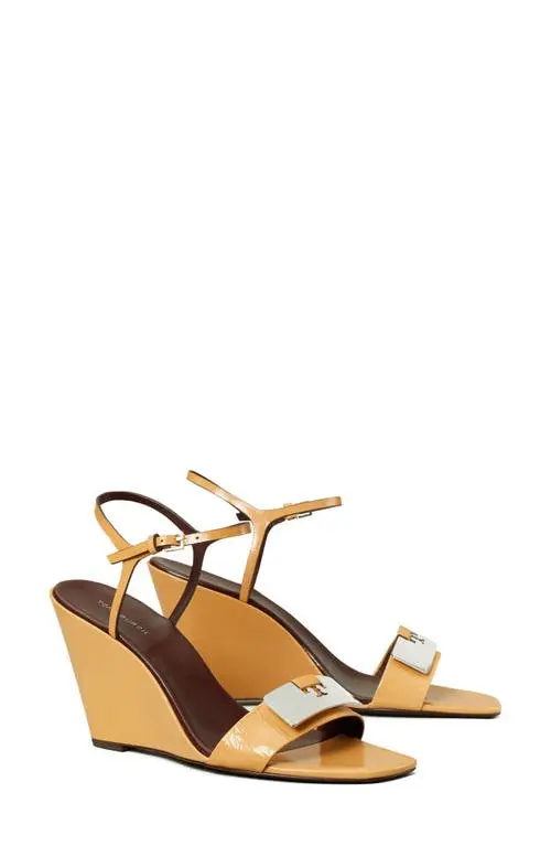 Tory Burch Gigi Ankle Strap Wedge Sandals - Cantucci / Silver