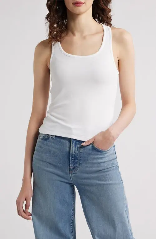 FRAME The Rib Scoop Neck Tank - White