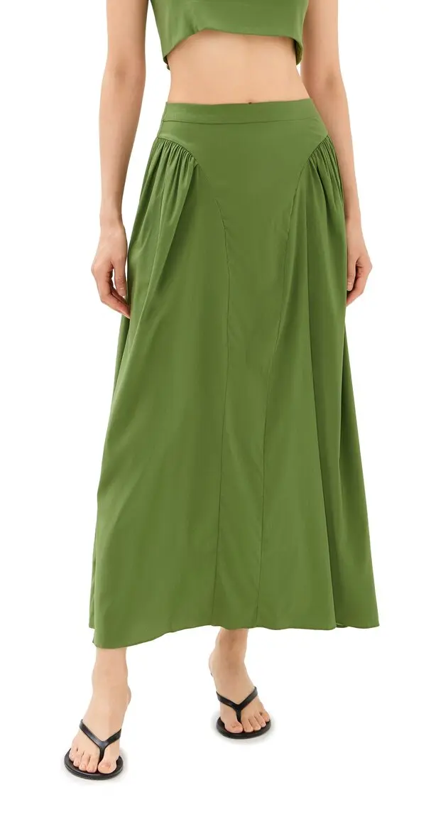 AZLEE Seraphine Midi Skirt - Moss