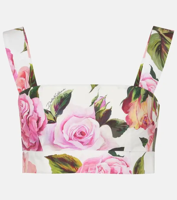 Dolce & Gabbana Floral Cotton Poplin Crop Top - Multicoloured