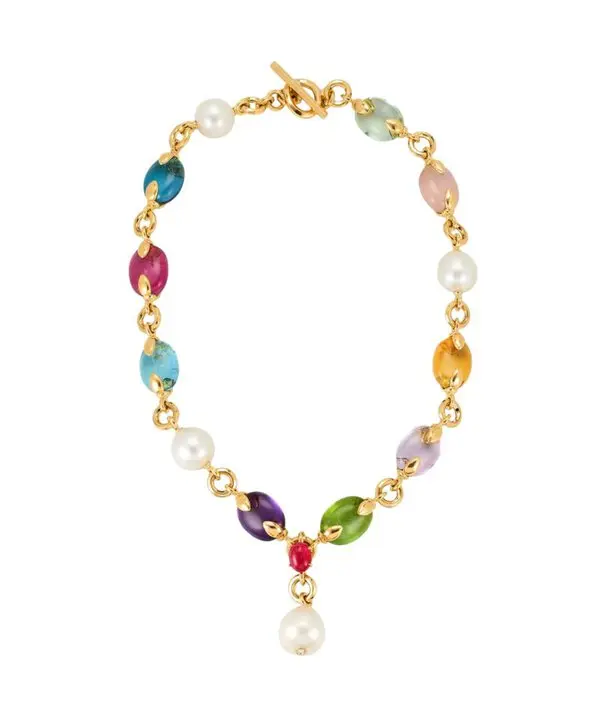 Verdura Fulco Y Necklace With South Sea Pearls, Diamonds, And Gemstones - Yellow Gold
