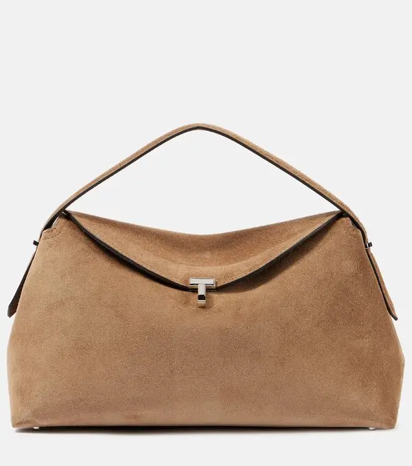 TOTÊME T-lock Suede Tote Bag - Brown