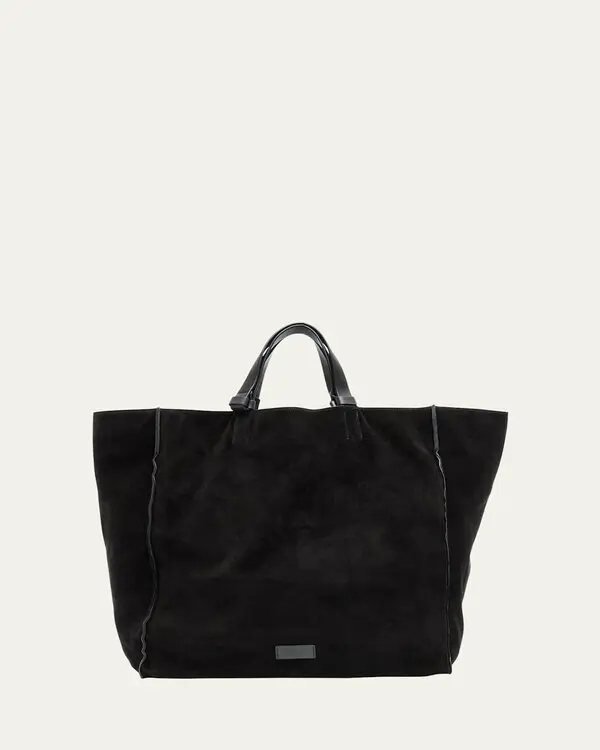 Giorgio Armani Leather Tote Bag - Solid Black