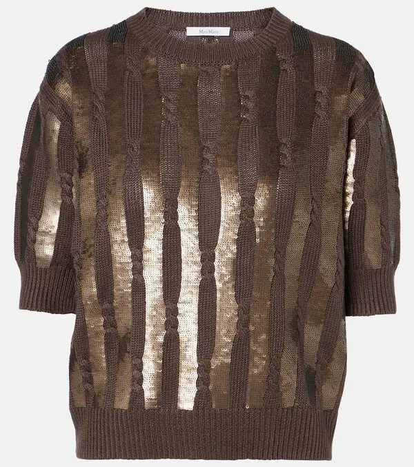 Max Mara Empoli Sequined Linen Top