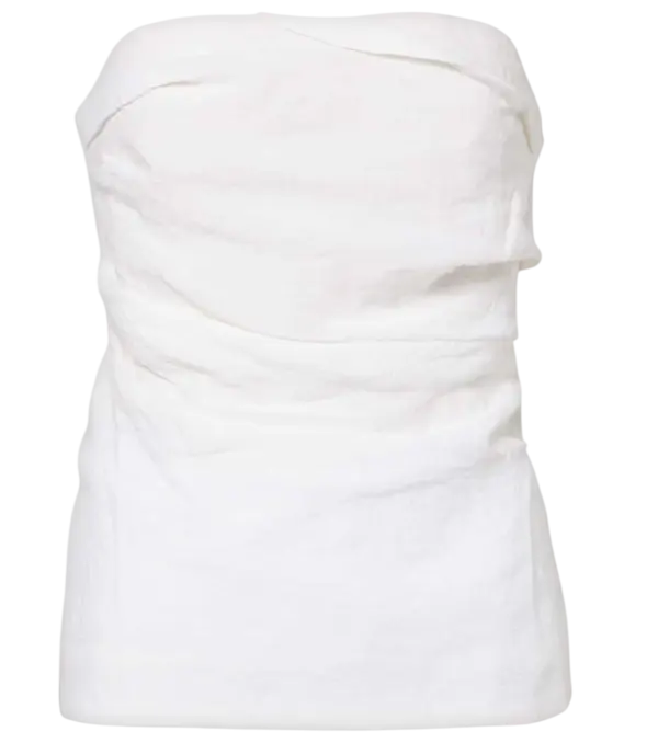 Tove Izel Draped Linen Top - White