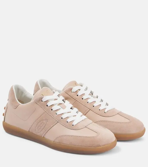 TOD'S Tabs Leather And Suede Sneakers - Beige
