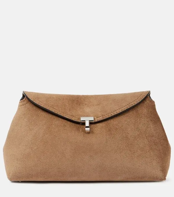 TOTÊME T-lock Suede Clutch - Brown
