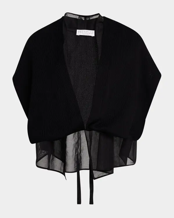 Brunello Cucinelli Lightweight Rib-knit Top With Organza Insert