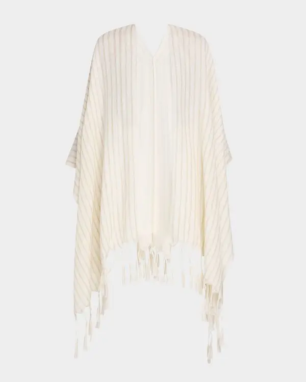 Brunello Cucinelli Metallic Tassel Wool Poncho