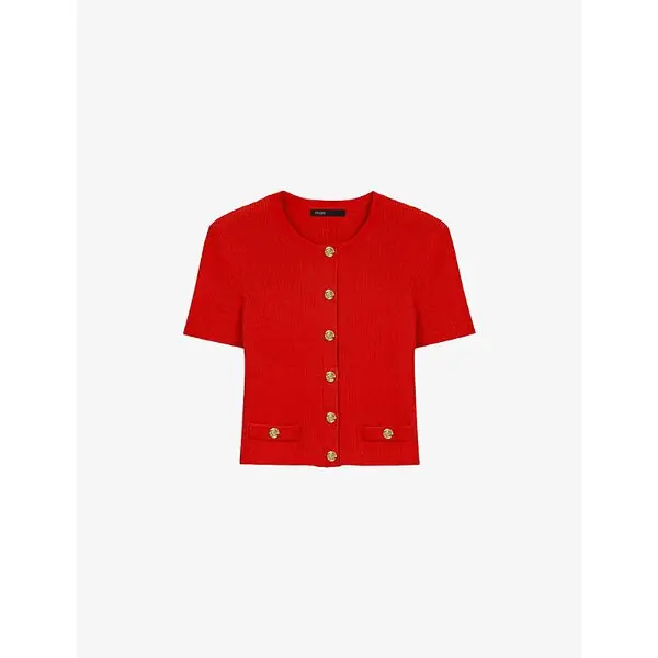 Maje Cropped Knit Cardigan - Rouges