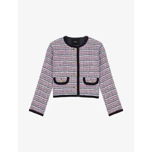 Maje Short Tweed Cotton-blend Jacket - Bicolore