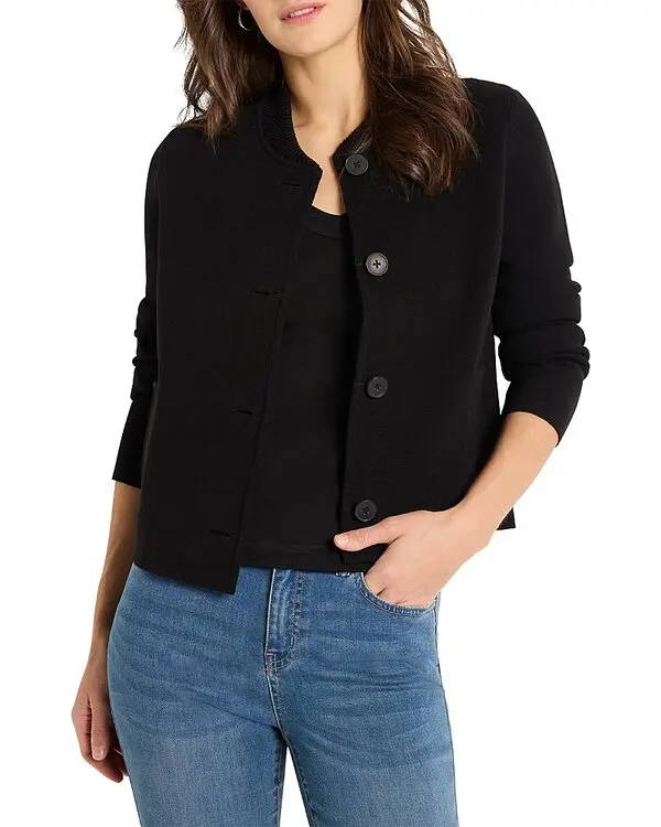 NIC+ZOE Knit Bomber Jacket - Black Onyx