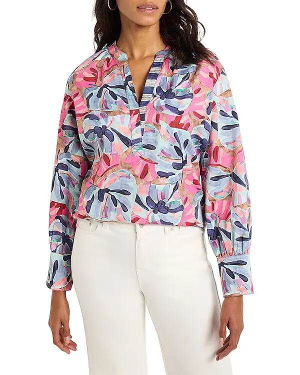 NIC+ZOE Firework Foliage Woven Top - Blue Multi