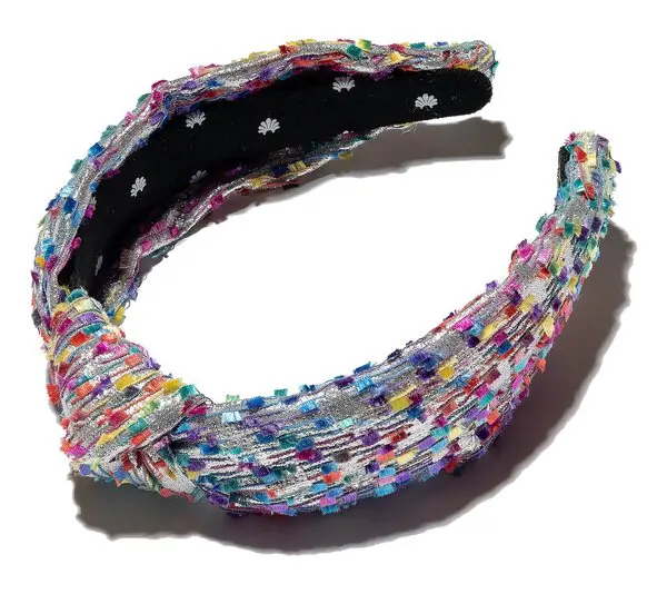 Lele Sadoughi Silver Metallic Confetti Knotted Headband