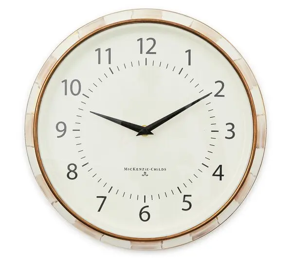 MACKENZIE-CHILDS Mocha Check School Wall Clock