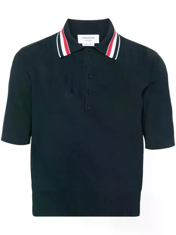 Thom Browne Rwb-stripe Polo Shirt - Blue