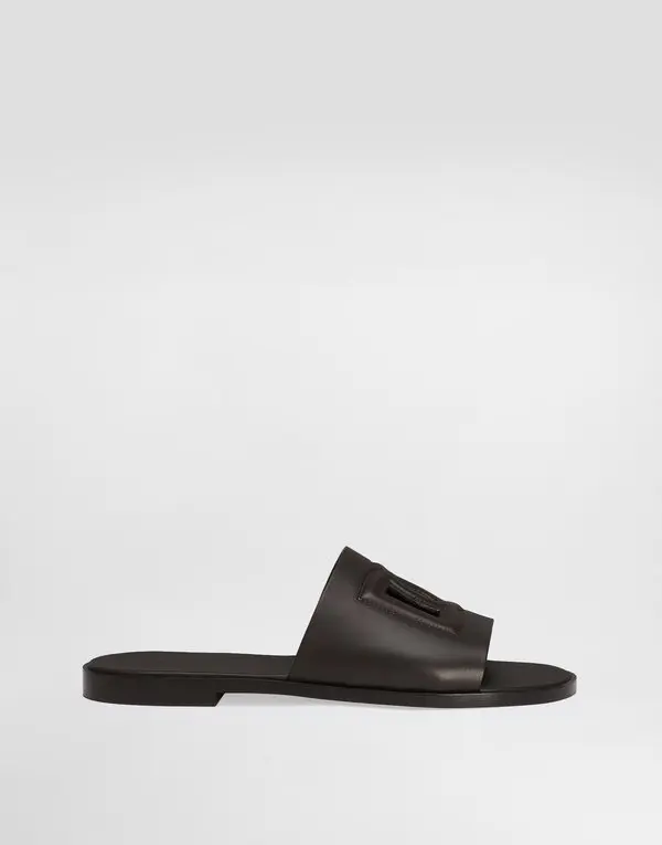 Dolce & Gabbana Calfskin Slides - Brown