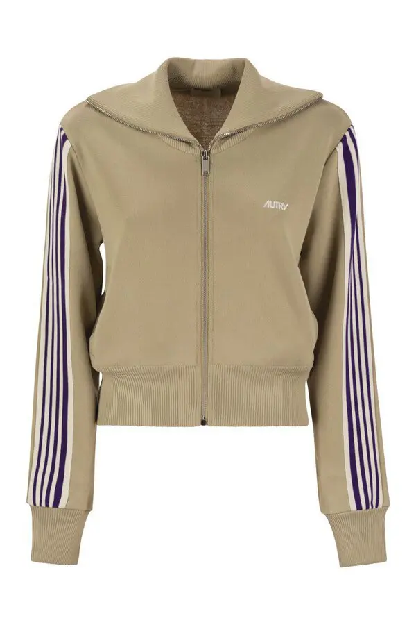 AUTRY Knitted Tennis-style Zip Sweatshirt - Beige