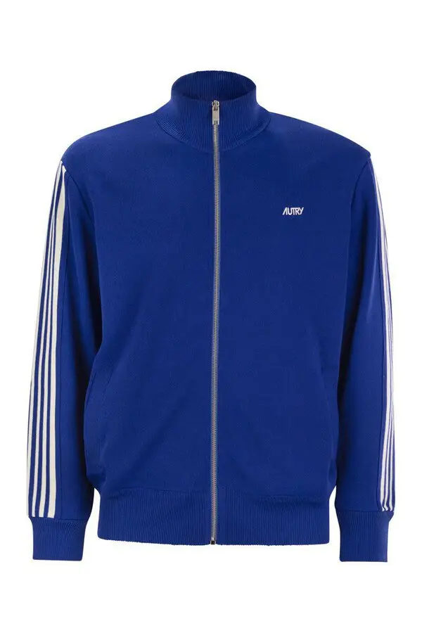AUTRY Knitted Tennis-style Zip Sweatshirt - Bluette