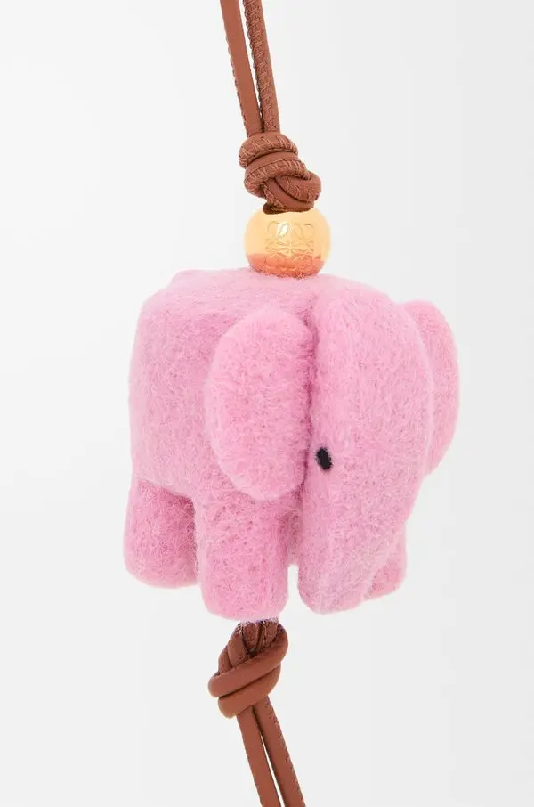 Loewe Elephant Charm In Felt And Leather Skin - Candy
