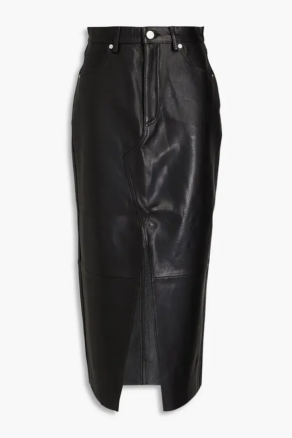 FRAME Leather Midi Pencil Skirt