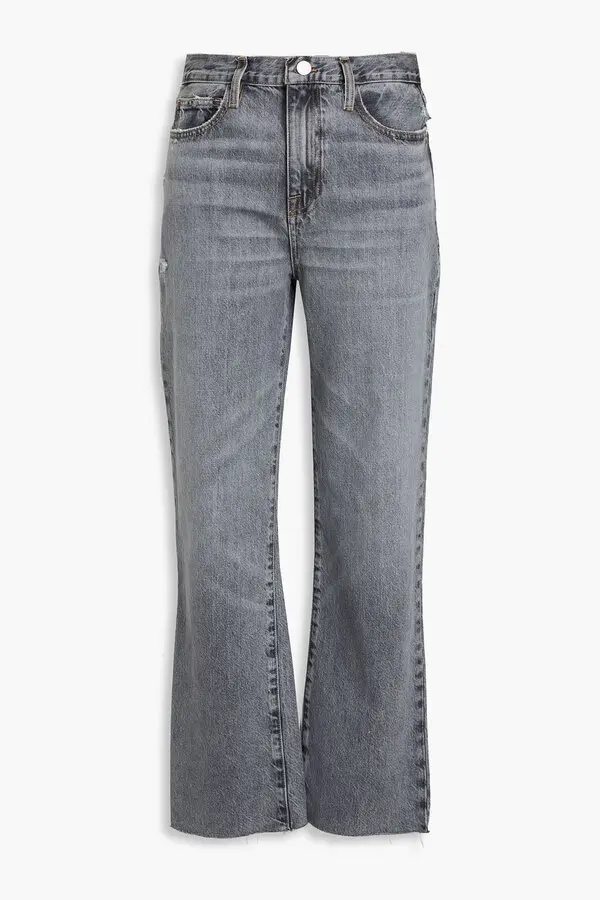 FRAME Distressed High-rise Straight-leg Jeans