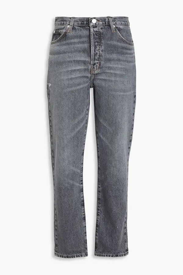 FRAME Le Mec High-rise Straight-leg Jeans - Gray