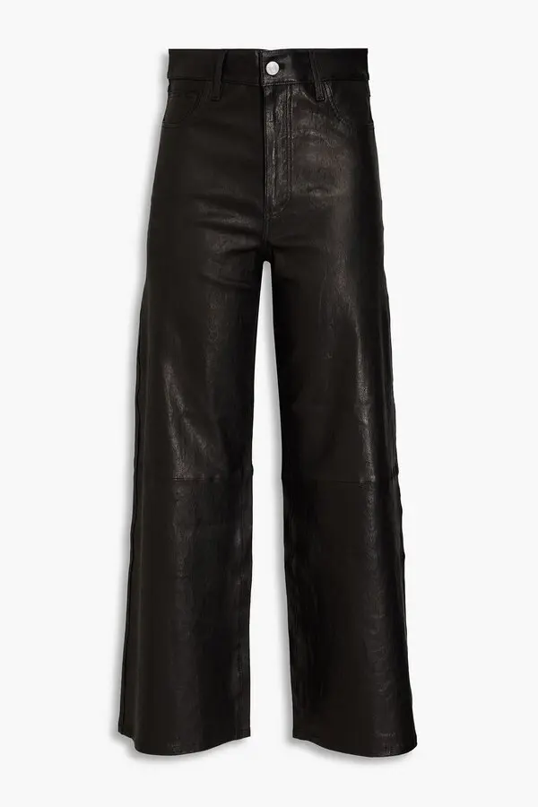 FRAME Slim Palazzo Leather Wide Leg Pants