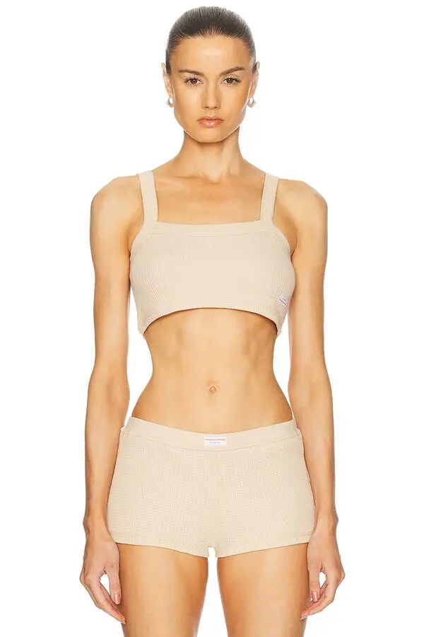 Alexander Wang Cropped Waffle Cami Top - Doeskin