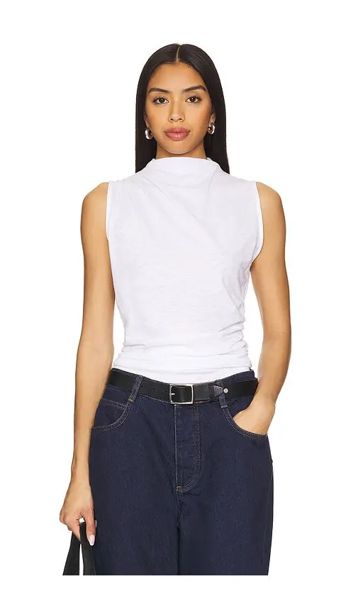 Goldie Sleeveless Draped Top - White