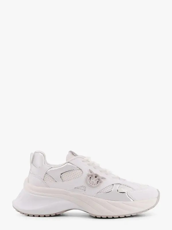 Pinko Ariel Leather And Mesh Sneakers In White - 40% Off