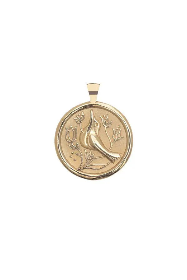 JANE WIN Peace Jw Original Solid Pendant Coin - Gold