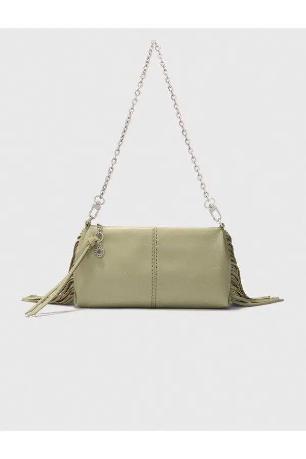 Maje Miss M Leather Clutch - Green