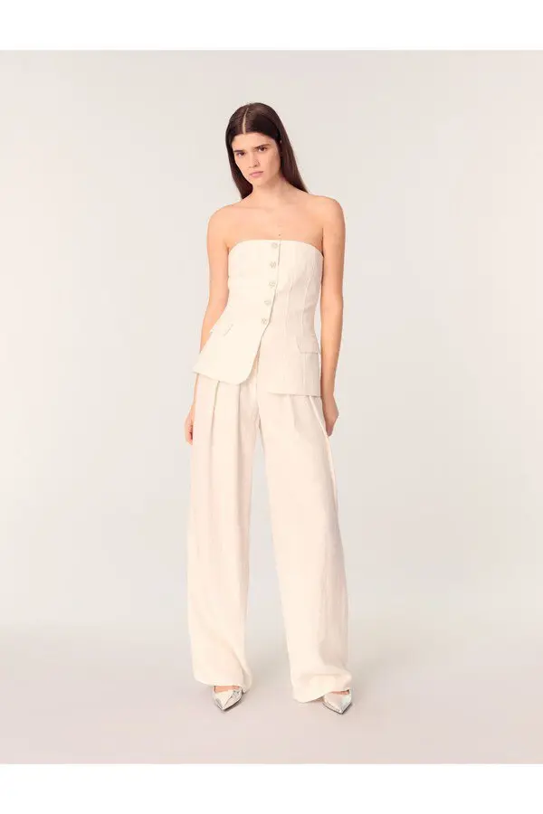 Maje Bustier Top - Neutral / White