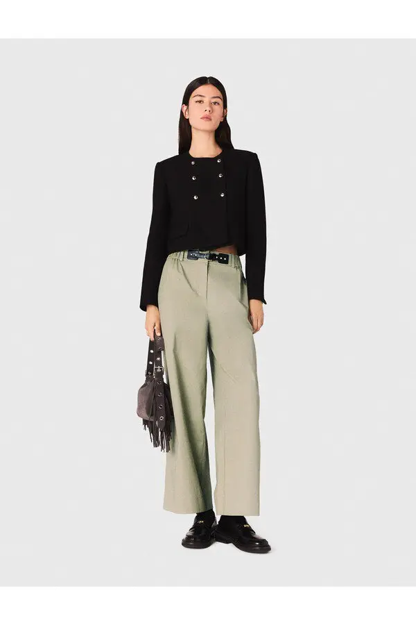 Maje Organic Cotton Gabardine Cargo Trousers - Yellow / Neutral