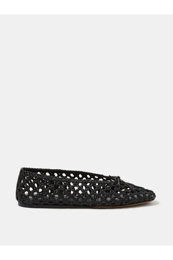 Le Monde Beryl Regency Woven Leather Slippers - Black