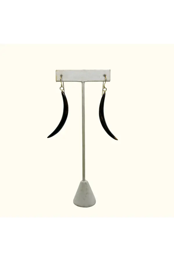 NORTON AND HODGES Crescent Moon Wood Earrings