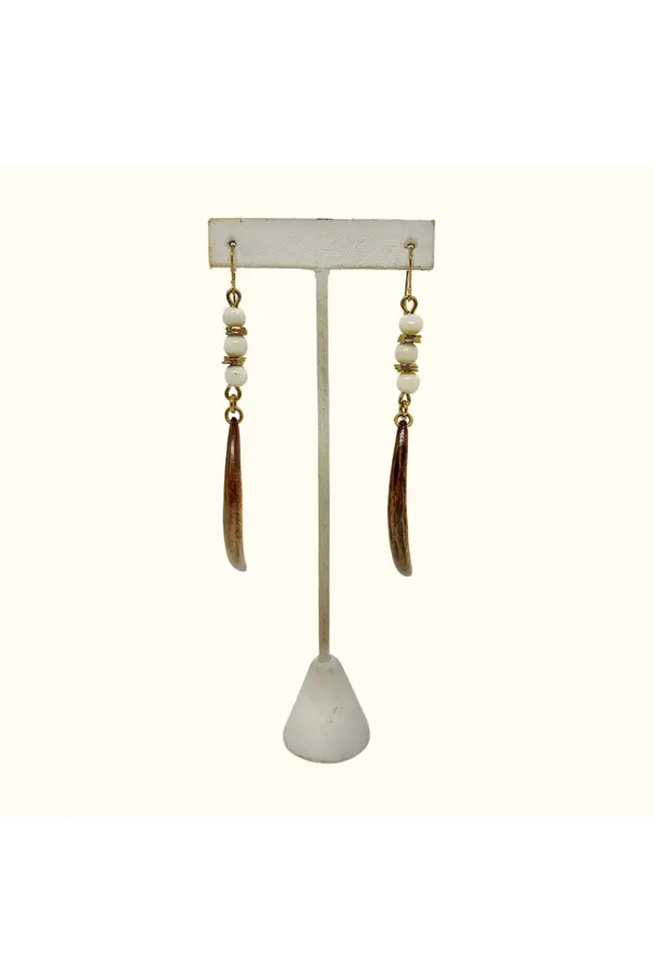NORTON AND HODGES Zebra Crescent Moon Dangle Earrings