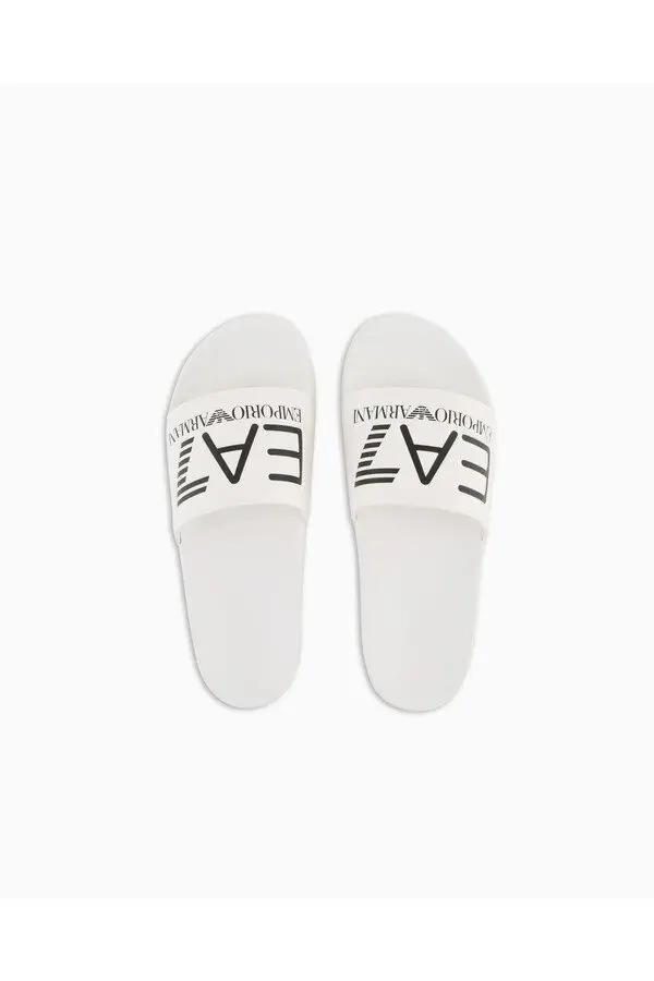 Emporio Armani Slides With Oversized Logo - White